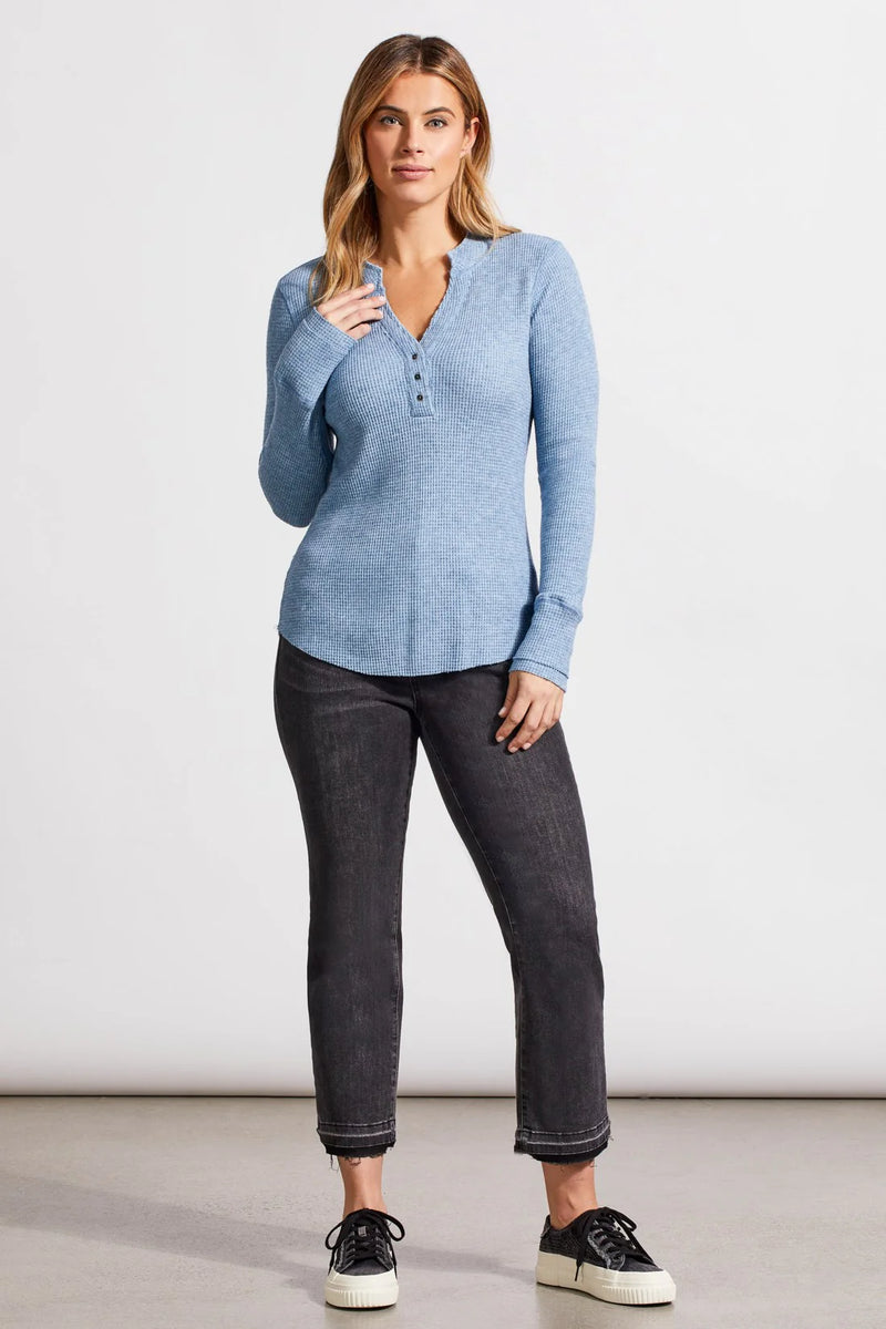 Tribal | Soft Washed Waffle Henley Top with Buttons | Women's – Confluence Running Company