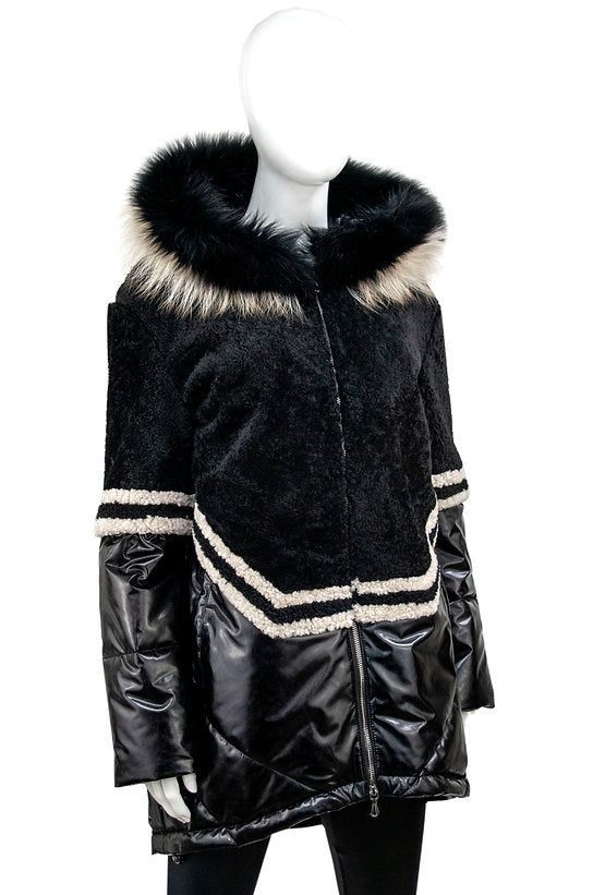 Mitchie's Matchings | Curly Lamb Jacket with Fox Fur Trim | Women's ...